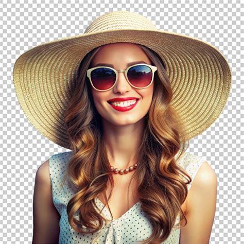 Premium Psd Woman Wearing Summer Hat And Glasses