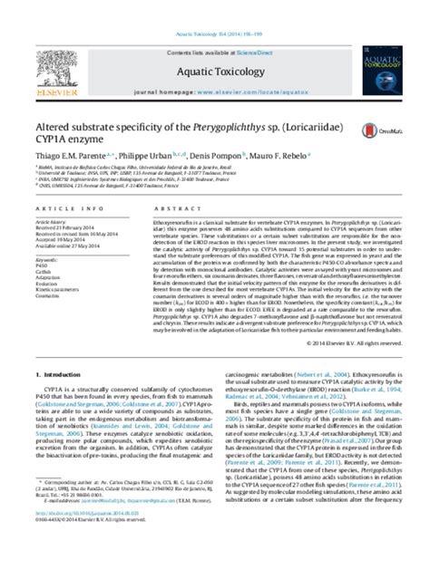 Pdf Altered Substrate Specificity Of The Pterygoplichthys Sp