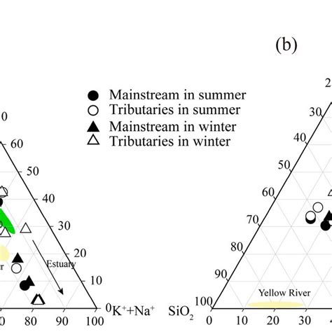 Ternary Diagrams Of A Cations B Anions And Dissolved Silica In The