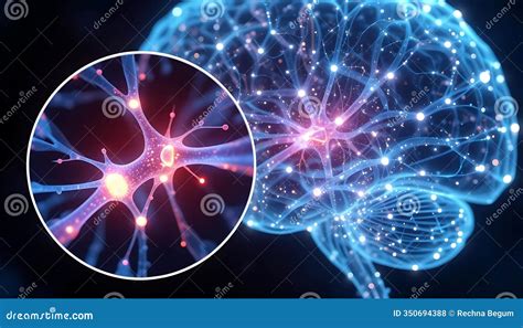 Neural Network Visualization With Glowing Brain Details Stock Illustration Illustration Of