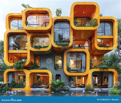 Innovative Urban Design Project Showcasing Mixed Use Living Spaces Royalty Free Stock Image