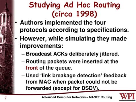 Ppt A Performance Comparison Of Multi Hop Wireless Ad Hoc Network