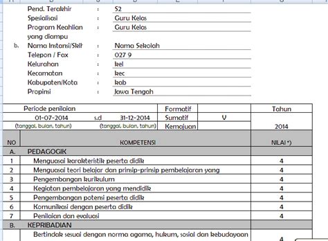 Aplikasi Pkg Guru Kelas Format Excel Balarea