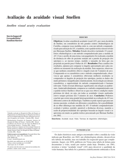 Pdf Snellen Visual Acuity Evaluation