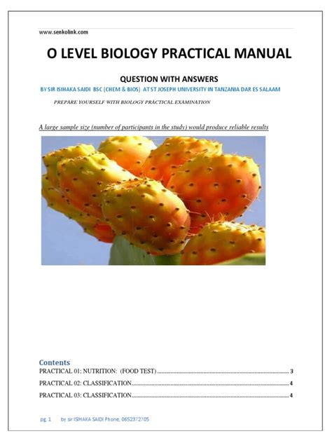 Olevel Biology Practical Pdf Pdf Osmosis Cell Membrane