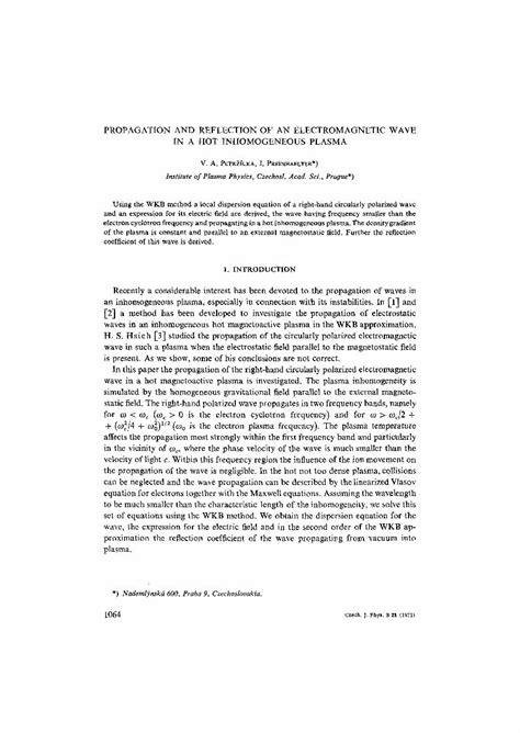 Pdf Propagation And Reflection Of An Electromagnetic Wave In A Hot Inhomogeneous Plasma