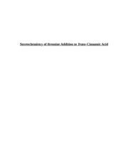 Stereochemistry of Bromine Addition to Trans-Cinnamic Acid - Stereochemistry of Bromine Addition ...