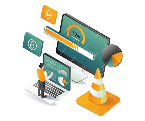 premium vector computer system analysis process