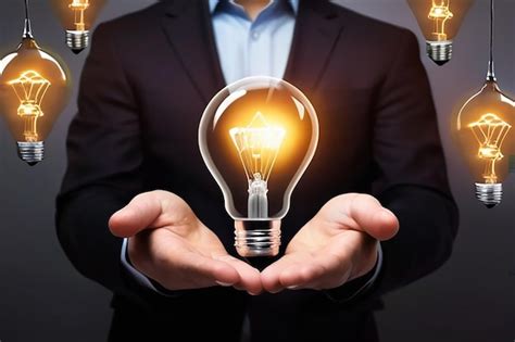 Premium Photo Businessman Holding Light Bulb And New Ideas Of Business With Innovative