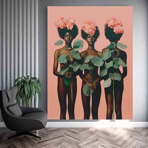 Nude African Women Floral African Nude Woman Wall Art African People