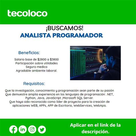 importante empresa se encuentra en busca de analista programador yamileth rucal
