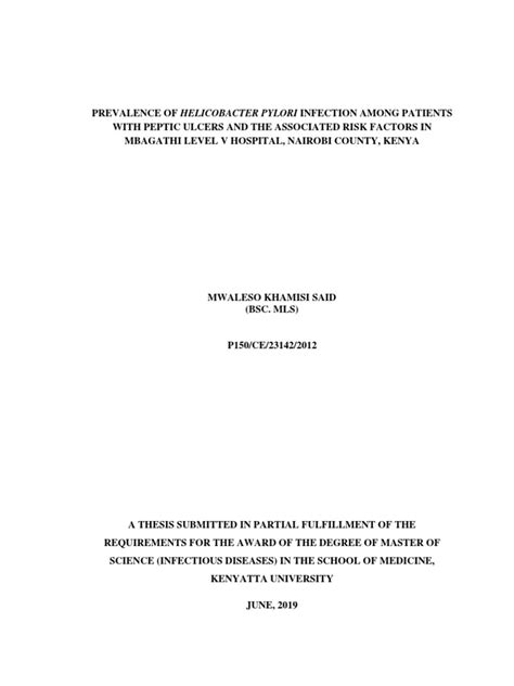 Prevalence Of Helicobacter Pylori Infection Among Pdf Stomach