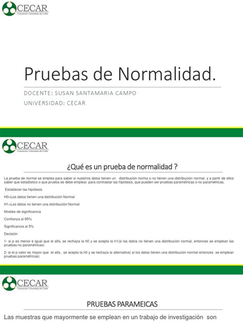 Pruebas De Normalidad Pdf Distribución Normal Science