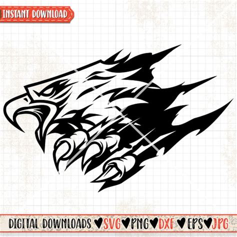Eagle Scratch Svg Bird Claw Clipart Wild Talon Cutfile Angry Bald