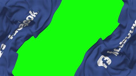 Facebook Fb Flag Waving On Sides Isolated With Bump Texture 3d Rendering Green Screen Alpha