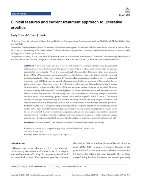 Pdf Clinical Features And Current Treatment Approach To Ulcerative