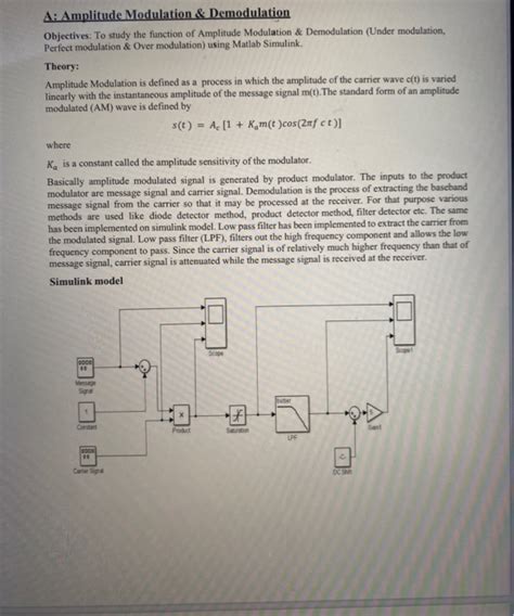 A Amplitude Modulation Demodulation Objectives To Chegg