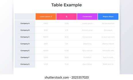 Modern Table Columns Rows Concept Structured Stock Vector Royalty Free Shutterstock