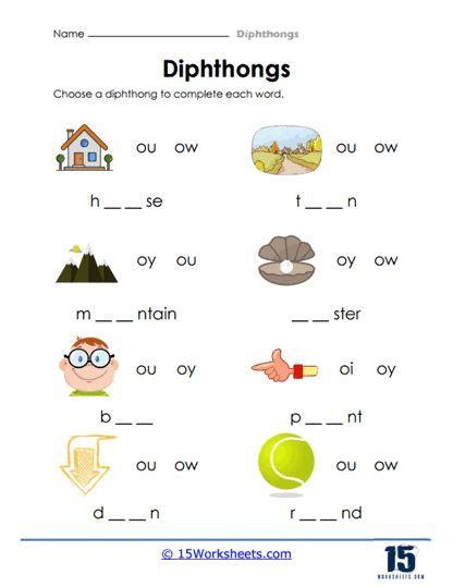 Choose From Two Worksheet 15 Diphthongs Worksheets