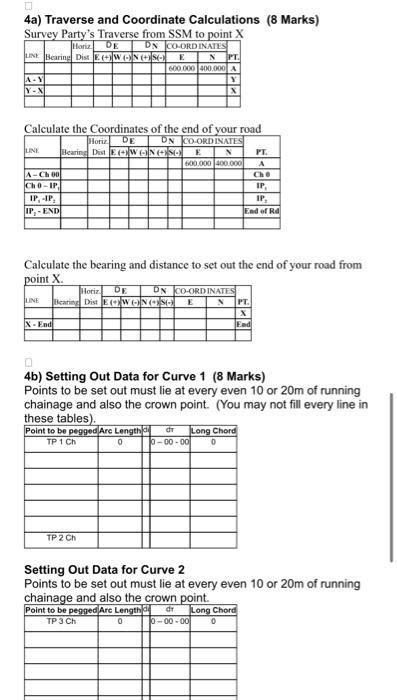 4a traverse and coordinate calculations 8 marks