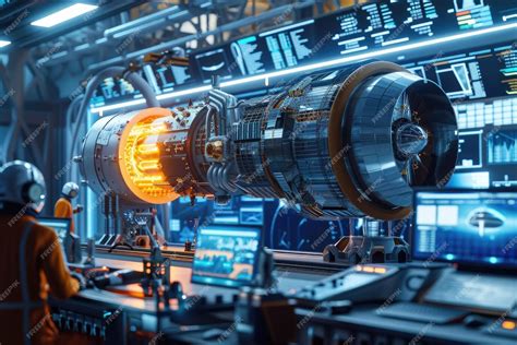 Team Of Aerospace Engineers Assembling A Rocket Component In A Lab