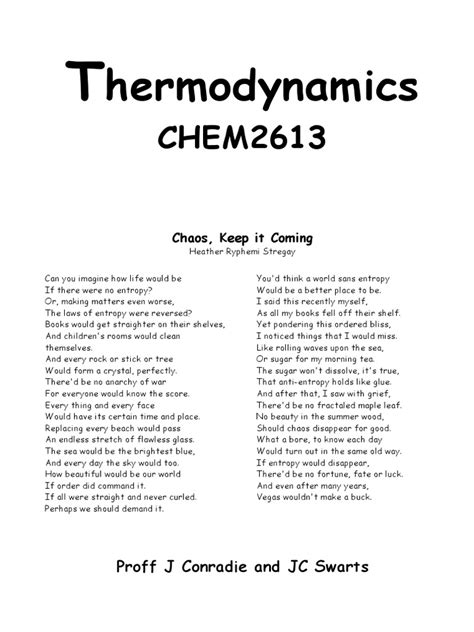 Thermodynamics Notes Chem2613 English 2022 Pdf Heat Second