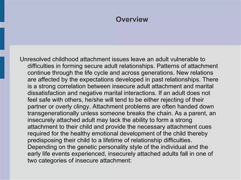 Adult Attachment Disorder Presentation Odp