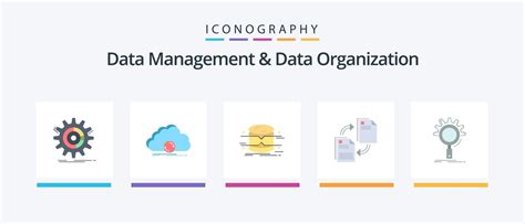 Data Management And Data Organization Flat 5 Icon Pack Including File