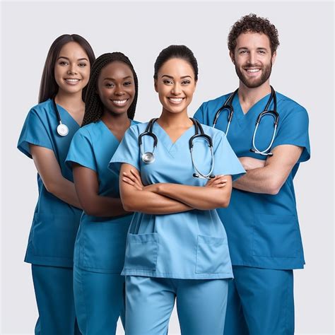 Premium Ai Image Man And Three Women Doctors Nurses Isolated On White Background