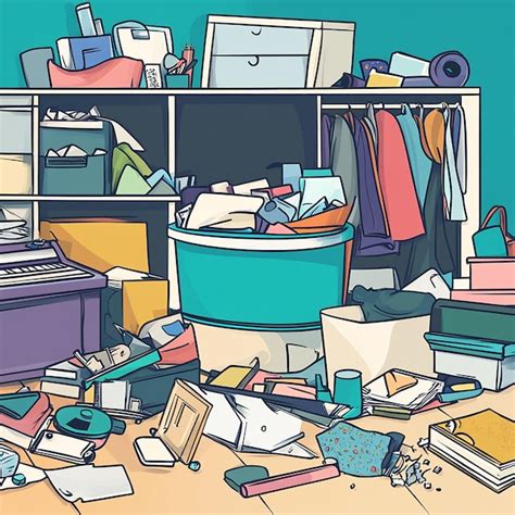 Cartoon Of Cleaning And Decluttering Premium Ai Generated Image
