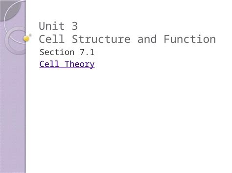 Pptx Unit 3 Cell Structure And Function Section 71 Cell Theory