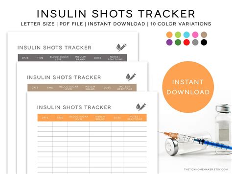 Insulin Tracker Diabetes Tracker Blood Sugar Tracker Blood Sugar Log