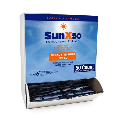 Sun X 50 Spf Individual Sunscreen Packets Travel Size