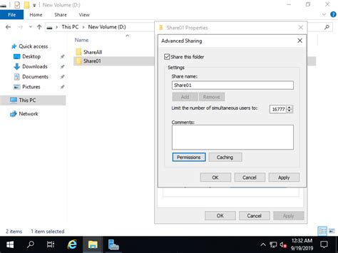 Windows Server 2019 File Server Set File Sharing Advanced Server World