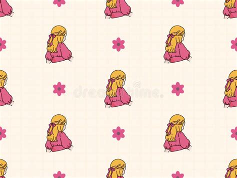 Girl Seamless Pattern On Orange Background Stock Illustration Illustration Of Face Funny
