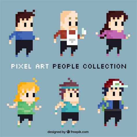 Premium Vector Set Of Cute Pixelated Characters