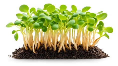 Healthy Green Mustard Sprouts Growing In Nutritious Soil Stock