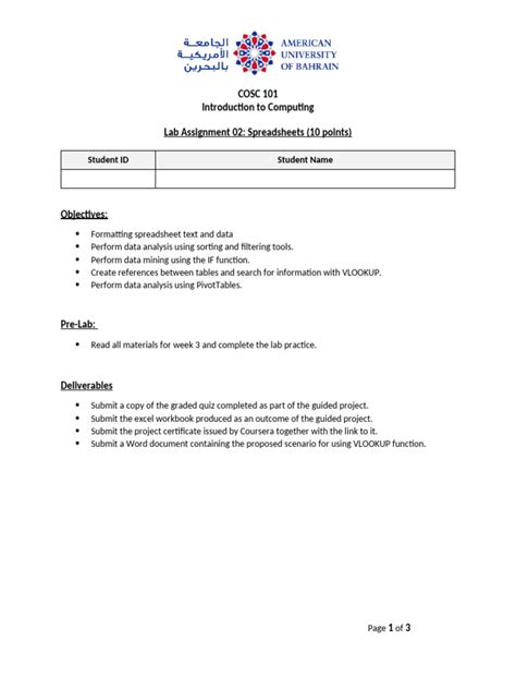 Lab Assignment 02 Pdf Microsoft Excel Computing