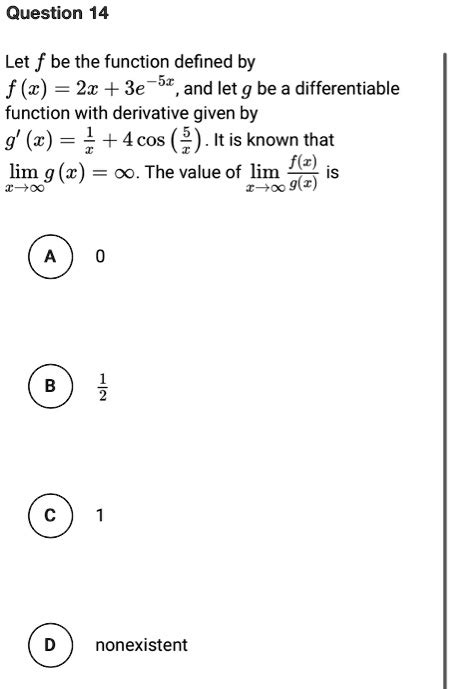 Solved Question 14 Let F Be The Function Defined By F C 2x 3e