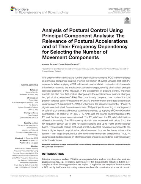 Pdf Analysis Of Postural Control Using Principal Component Analysis