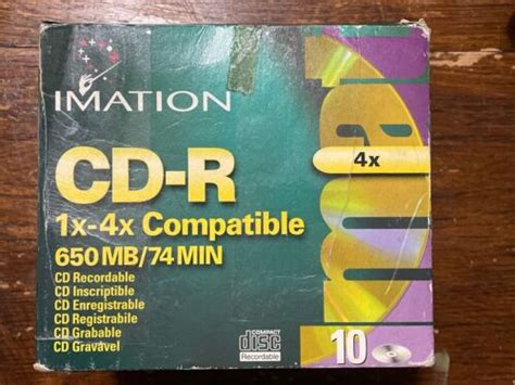 Imation Cd R 10 Pack W Jewel Cases 1x 4x 650 Mb 74 Min Data Music