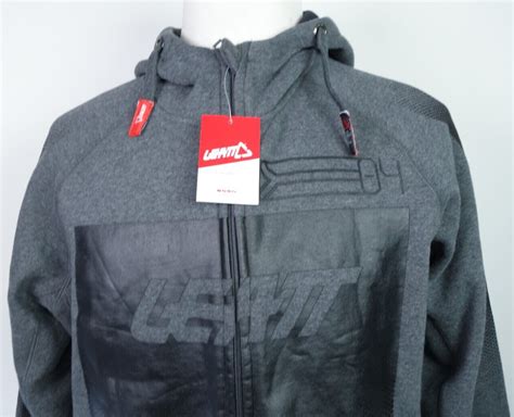 Leatt Hoodie Sweatshirt Full Zip Gray Men Size Large Ebay