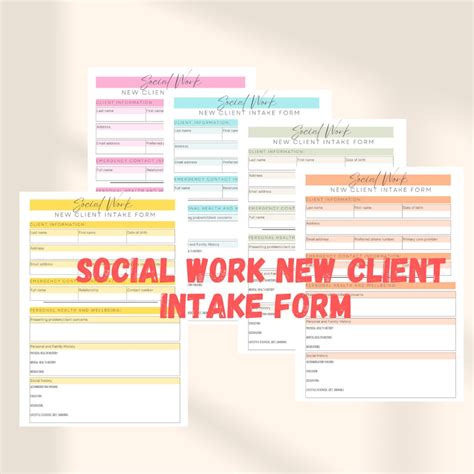 Social Work New Client Intake Form Template Case Management Form Social Work Template Social