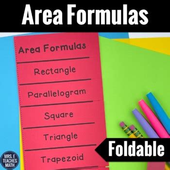 Area Formulas Foldable By Mrs E Teaches Math TPT