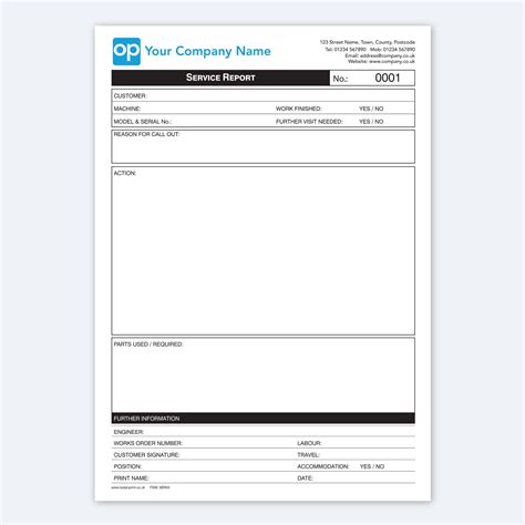 Machinery Service Report Template Oceanprint