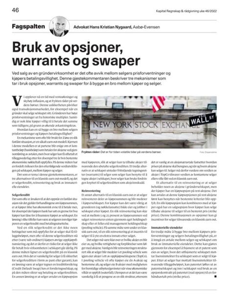 Hans Kristian Nygaard On Linkedin Earn Out Use Of Options Warrants And Swaps English Version