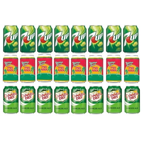 Soda Variety Pack Pack Of 24 12 Fl Oz 7up Tahitian Treat Fruit