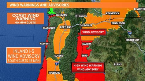 Thursday Timeline Oregon Wind Advisories And Warnings