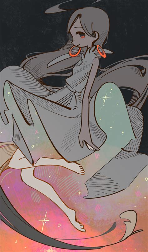 Safebooru 1girl Absurdly Long Hair Absurdres Aqua Dress Barefoot