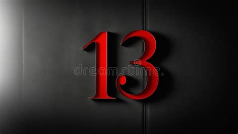 Vivid Red Number 13 Against Black Background Conveys Strong Visual